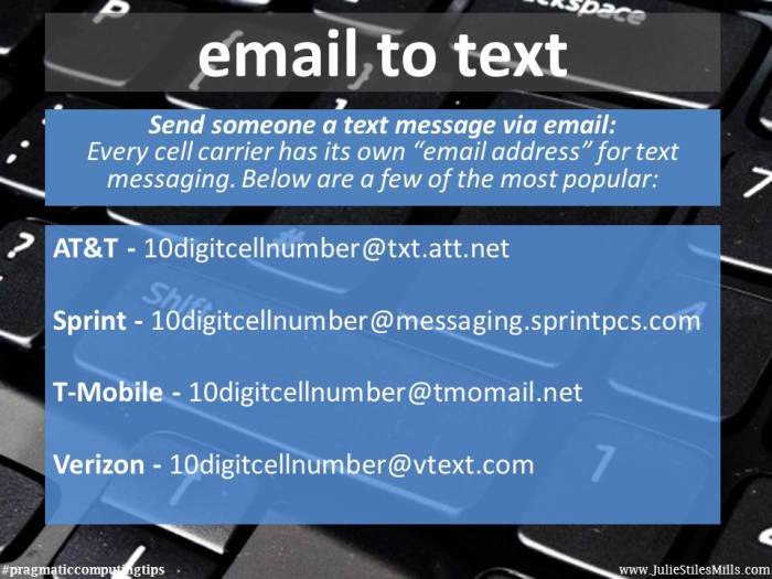 send someone a text via email.