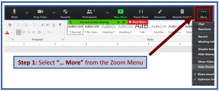 Zoom Tip: how to hide those pesky grey boxes during screen sharing.